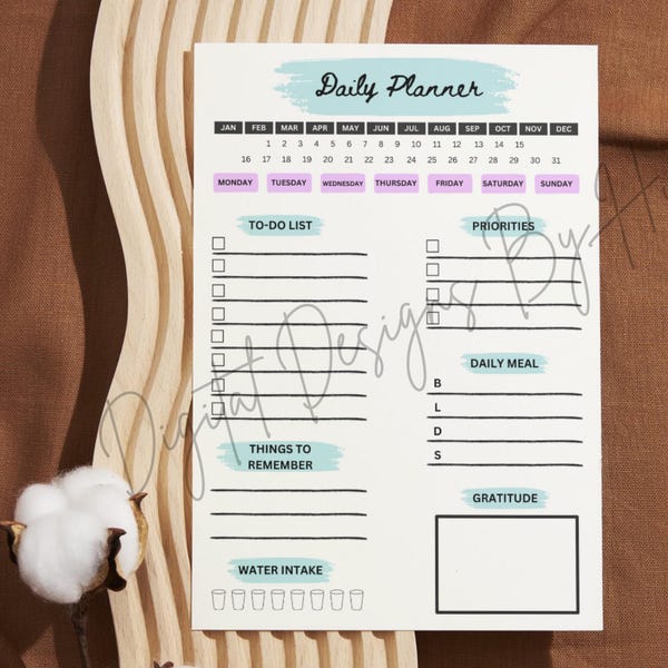 Daily Planner Printable PDF Undated Printable Daily Planner to Organize ...