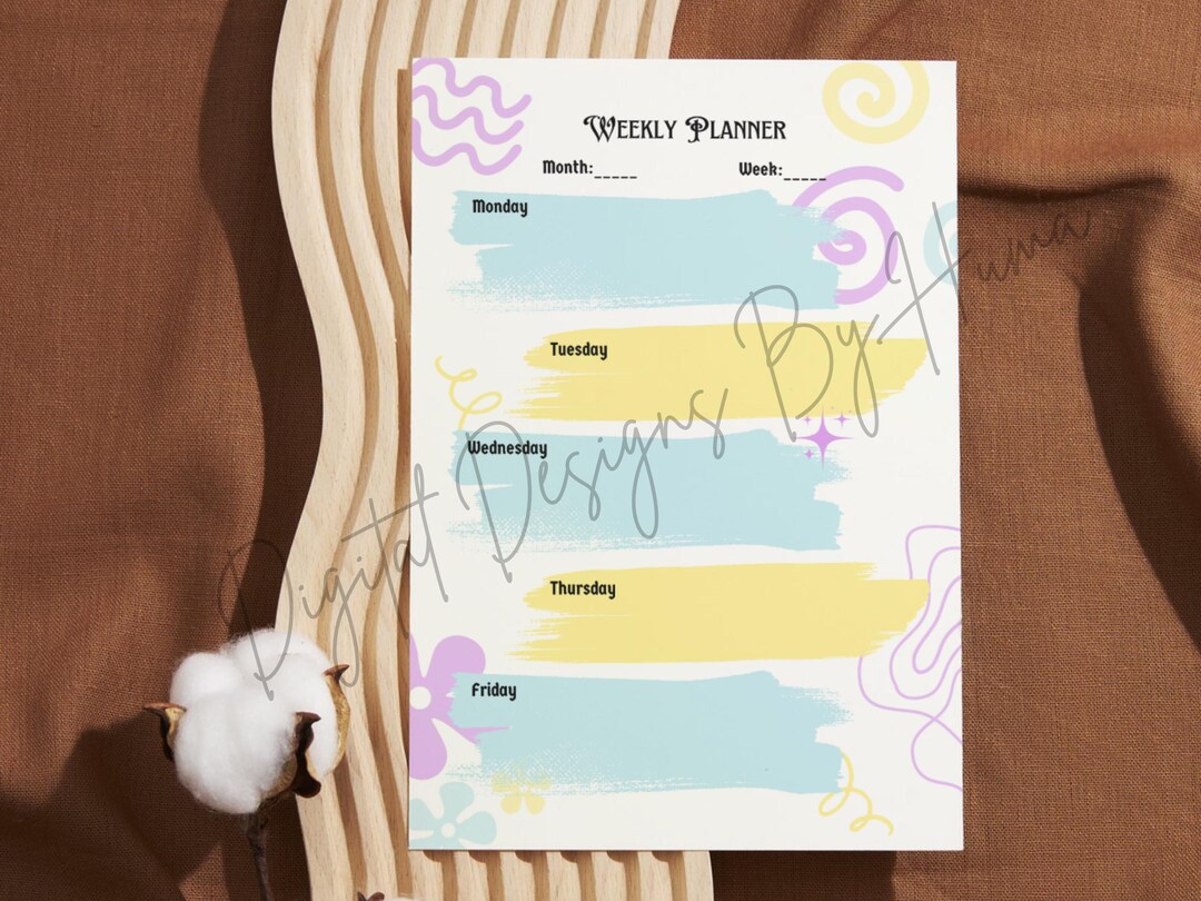 Weekly Planner Printable PDF Undated Printable Weekly Planner to ...