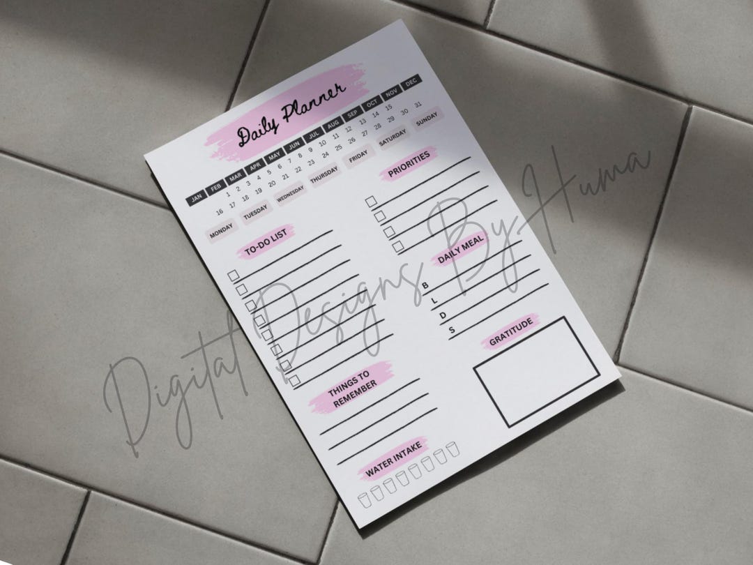 Daily Planner Printable PDF Undated Printable Daily Planner to Organize ...