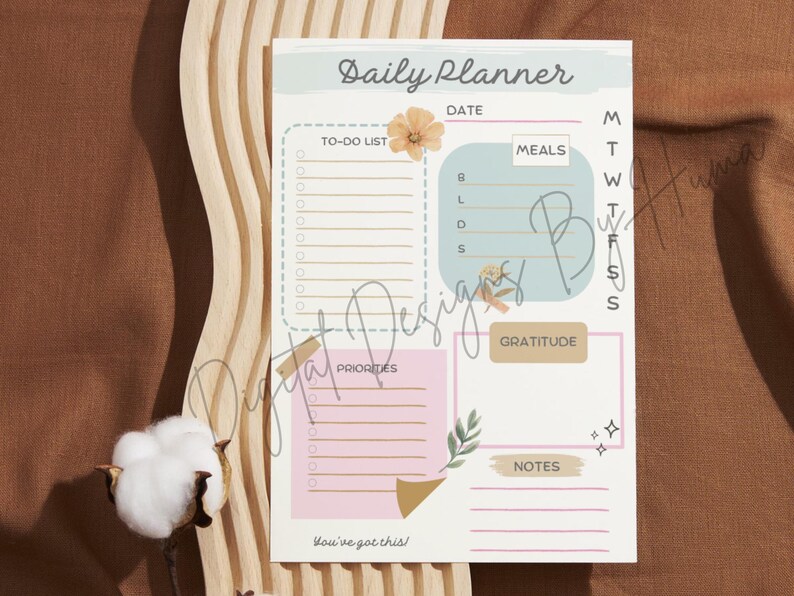 Daily Planner Printable PDF Undated Printable Daily Planner to Organize ...