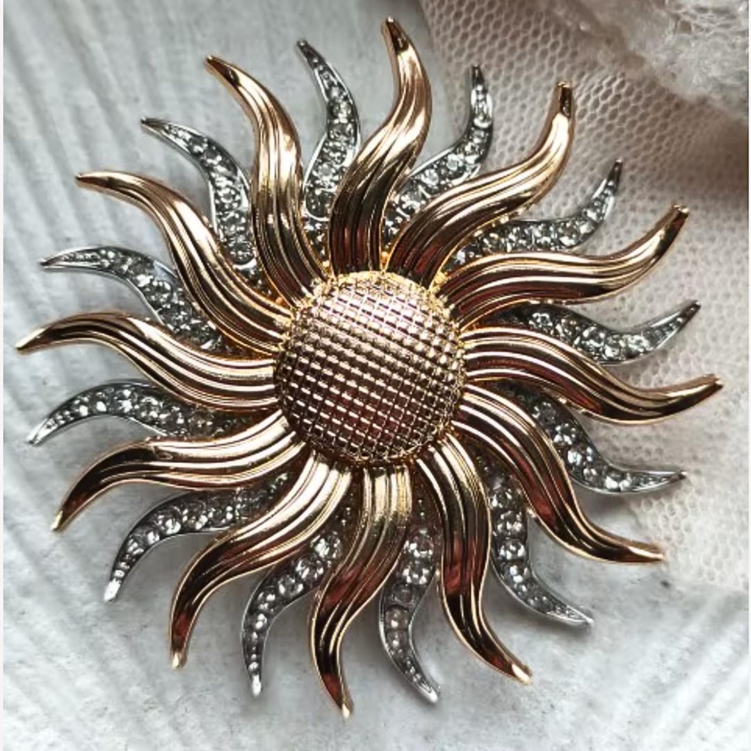 Vintage Brooch,gold Sun Metal Pin Brooch,sunshine Pin Badge,lapel Pin ...