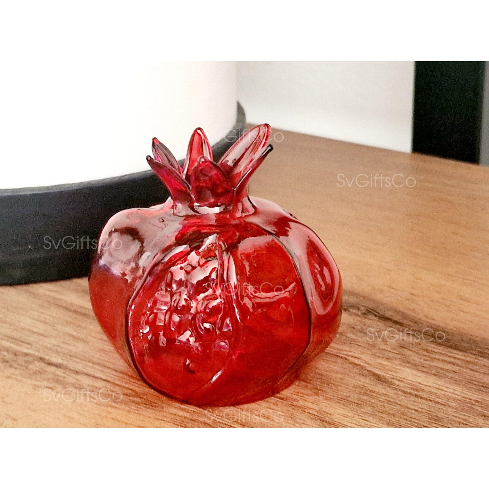 Glass Pomegranate, Glass Vase Red Pomegranate, Flower Vase, Decorative ...