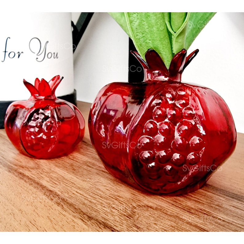 Glass Pomegranate, Glass Vase Red Pomegranate, Flower Vase, Decorative ...