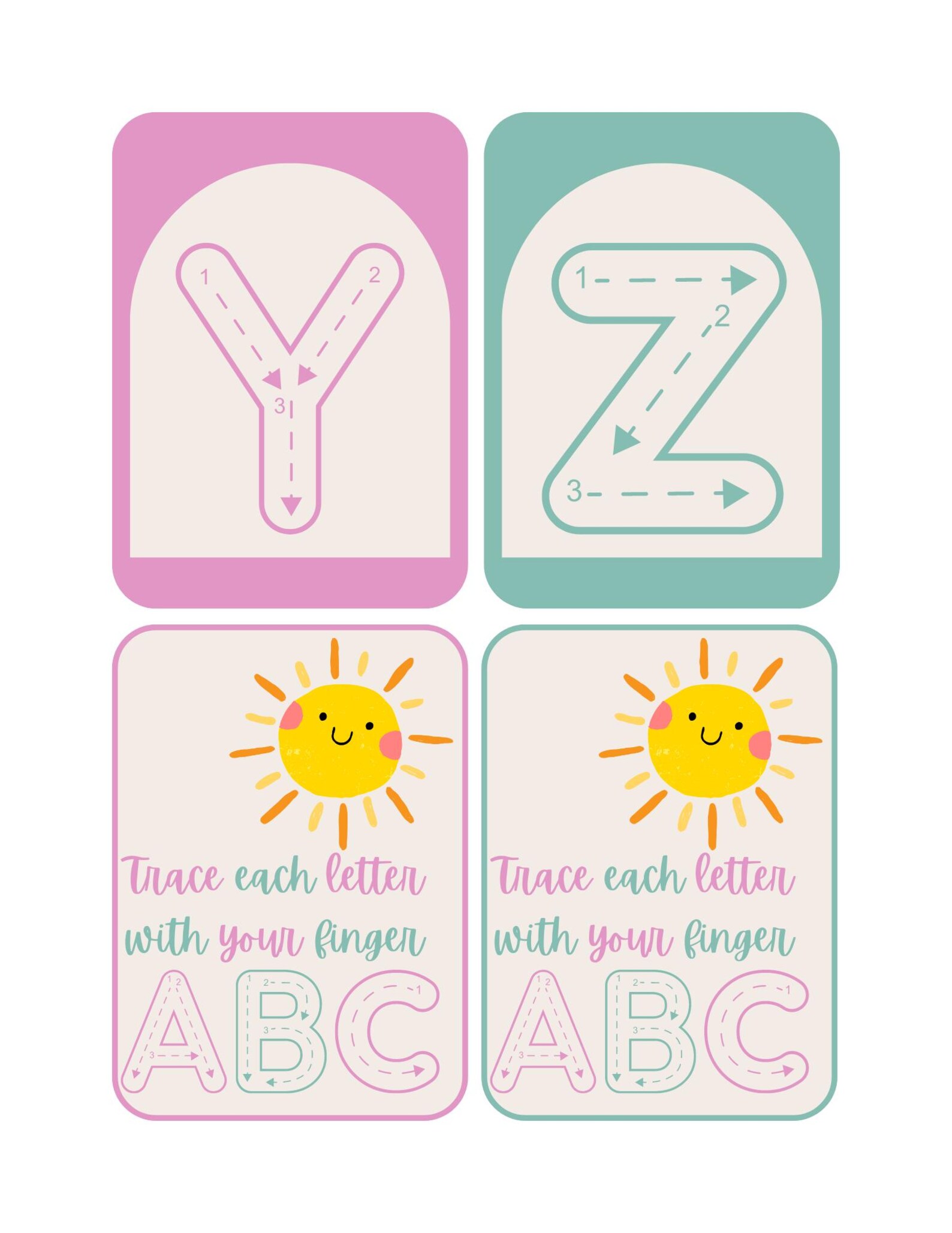 Printable Preschool ABC Tracing Playing Cards, Learning Letters, Pre-k ...
