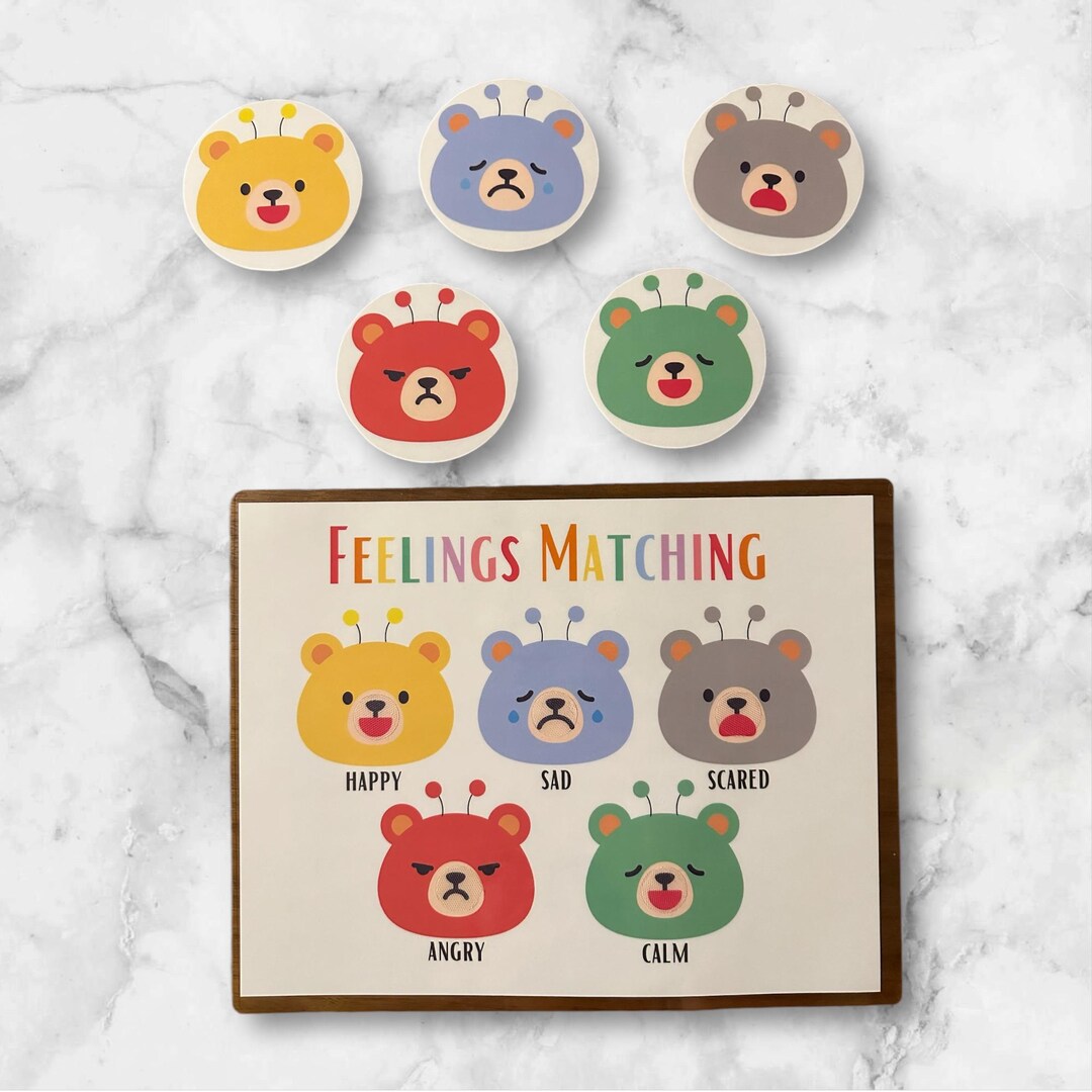 Printable Preschool Bumble Bear Feelings Matching Worksheet PDF - Etsy