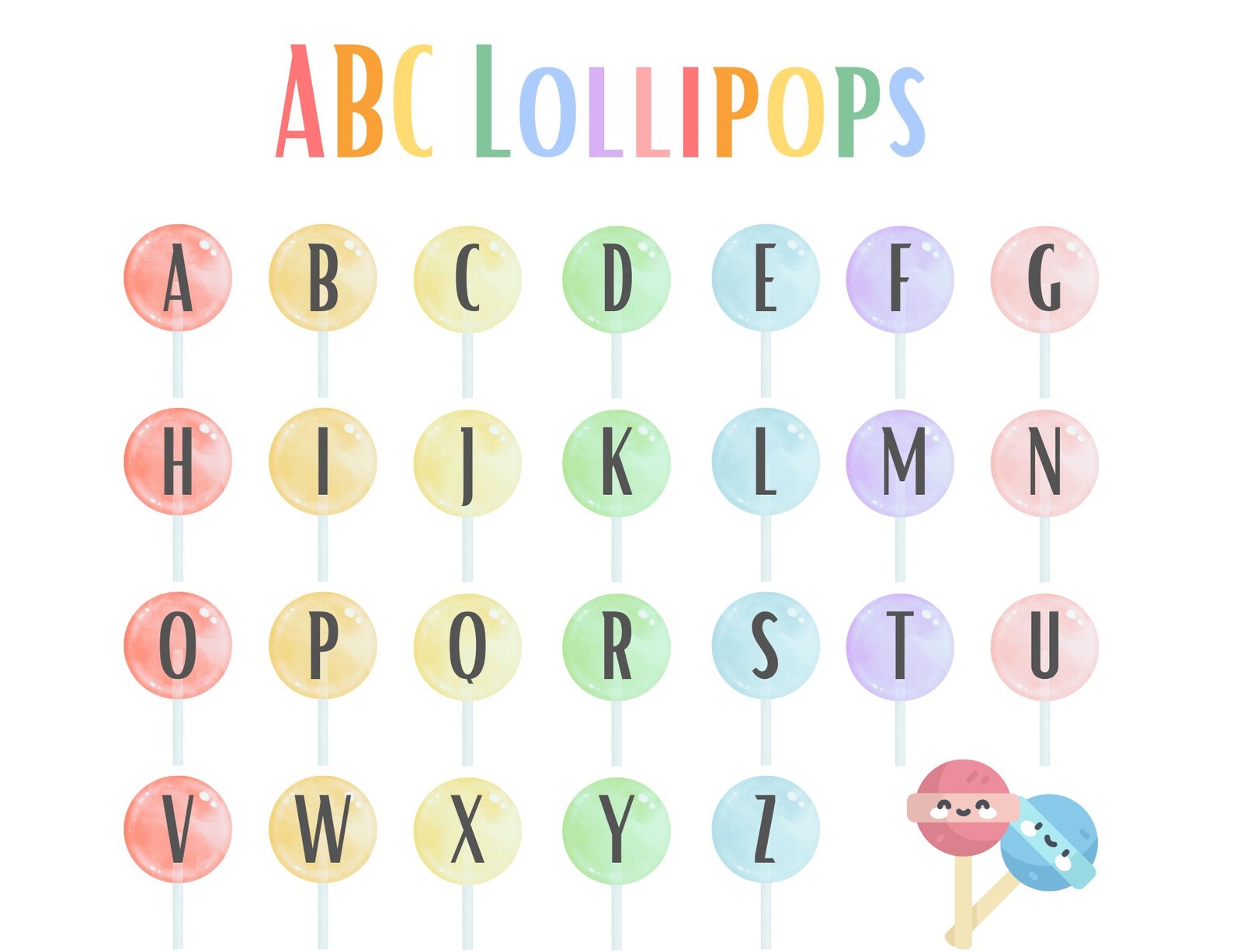 Printable Preschool ABC Lollipops Matching Worksheet PDF - Etsy