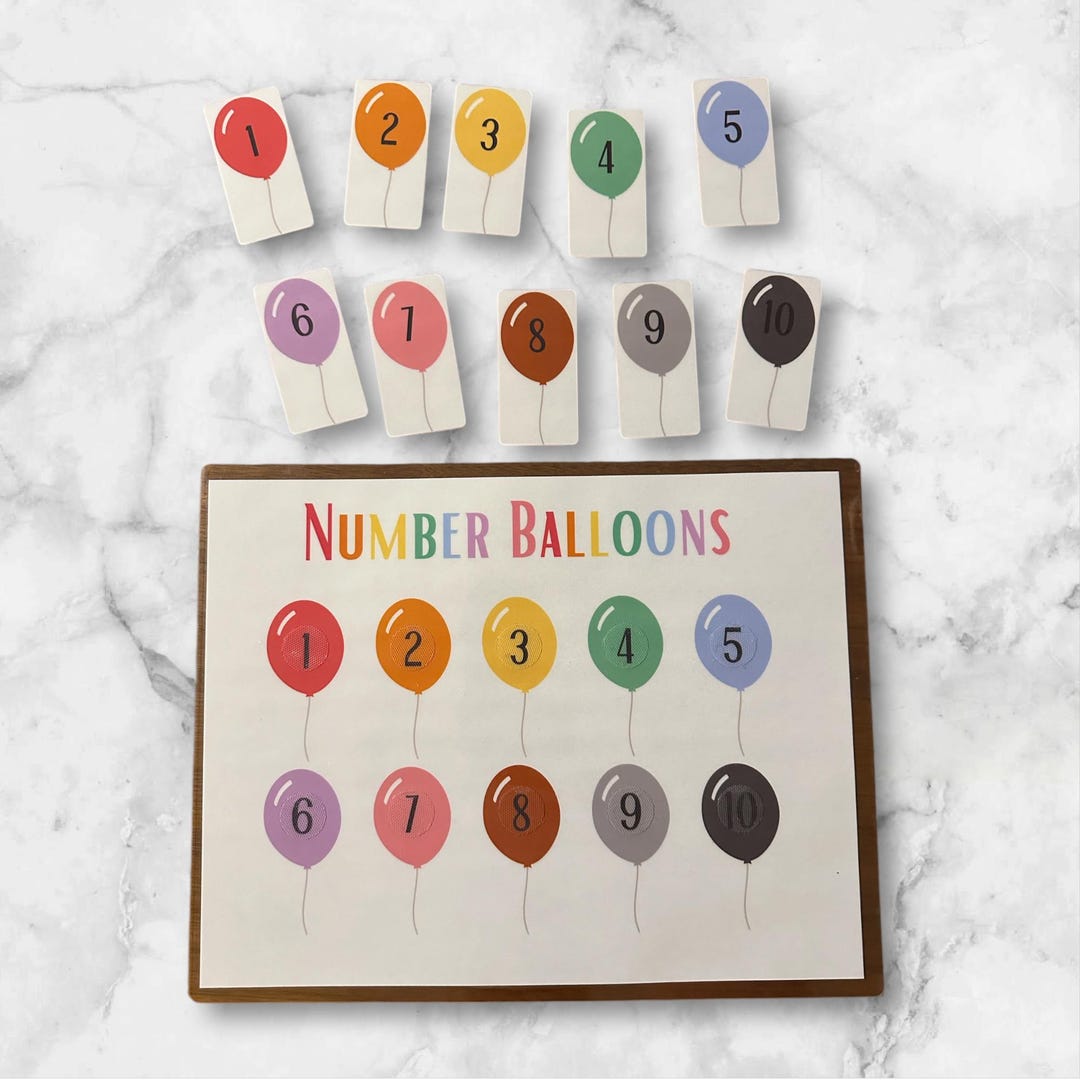 Printable Preschool Number Balloons Matching Worksheet PDF - Etsy