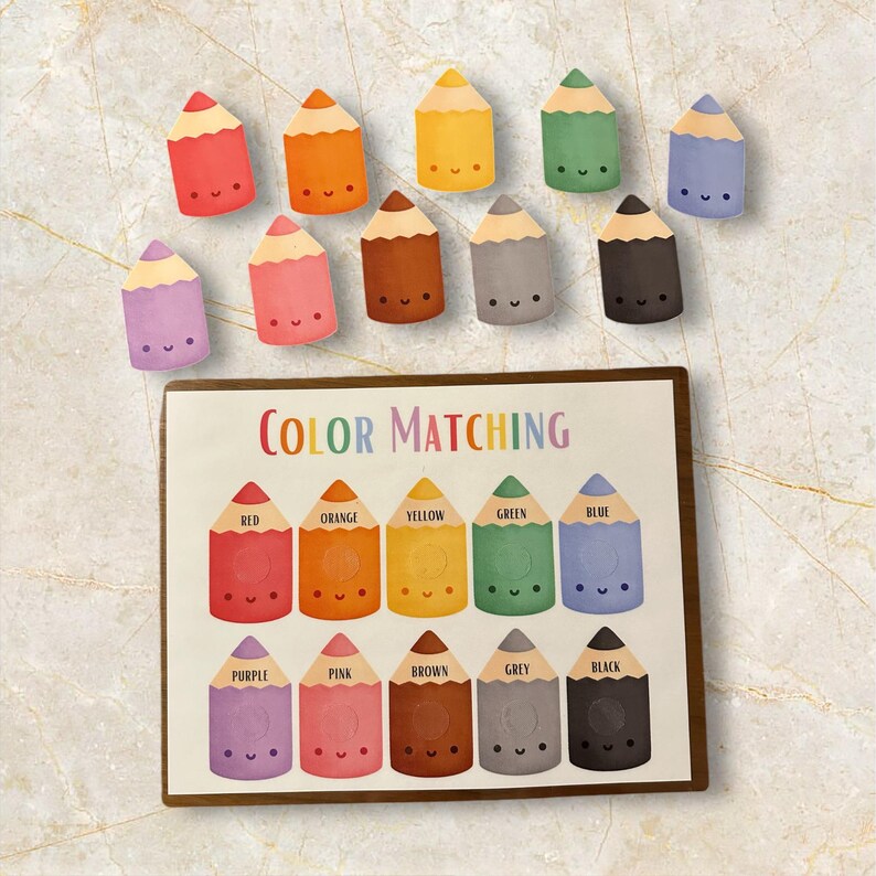 Printable Preschool Color Pencil Matching Worksheet PDF, Crayon ...