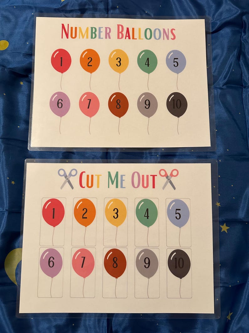 Printable Preschool Number Balloons Matching Worksheet PDF - Etsy