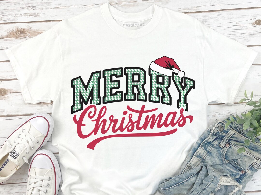 Merry Christmas Houndstooth Shirt Christmas Tee Vintage Houndstooth ...
