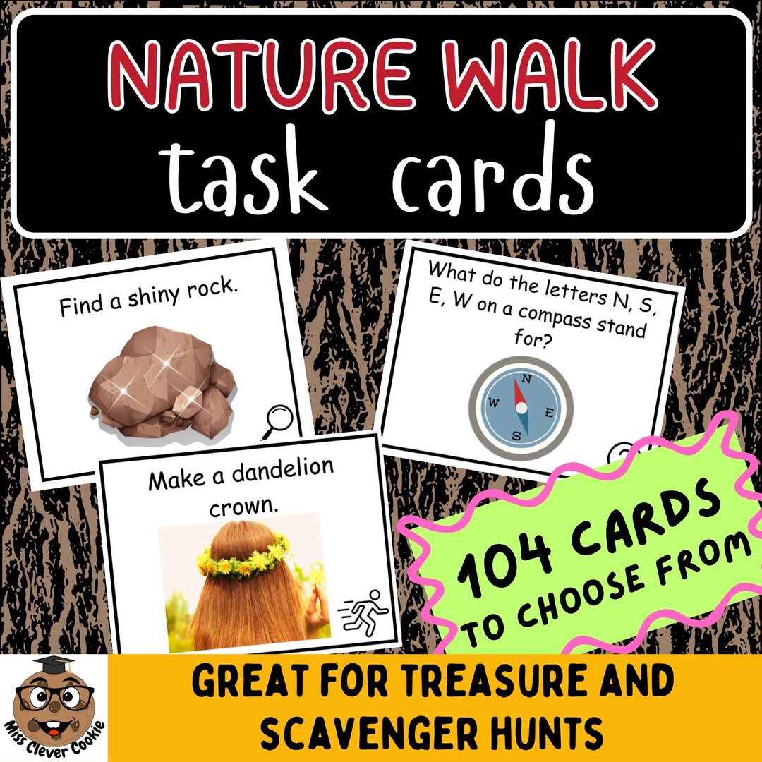 Nature Walk Task Cards | Treasure Scavenger Hunt | Outdoors Activity ...