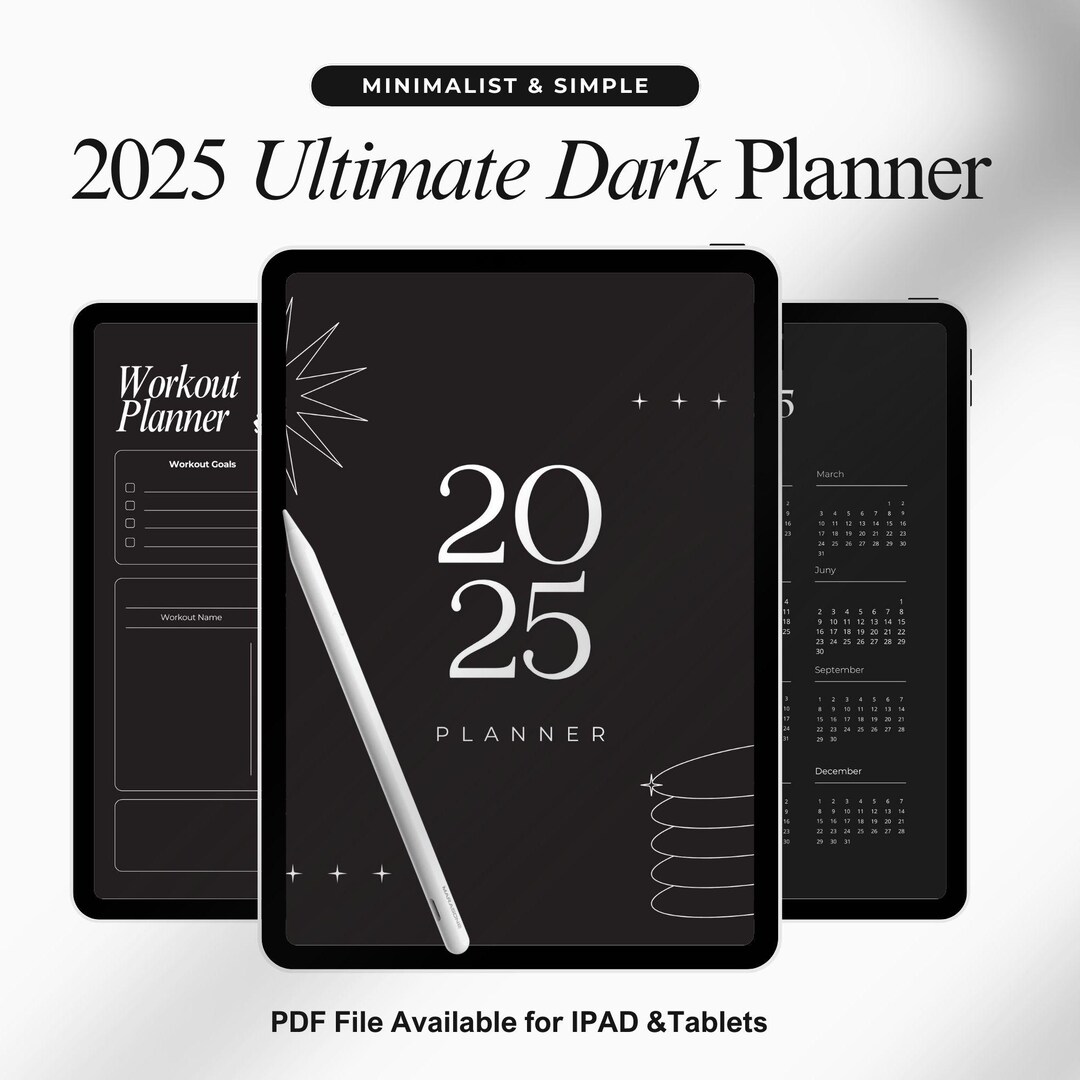 2025 Ultimate Dark Mode Digital Planner Pack - Monthly, Weekly, Daily ...
