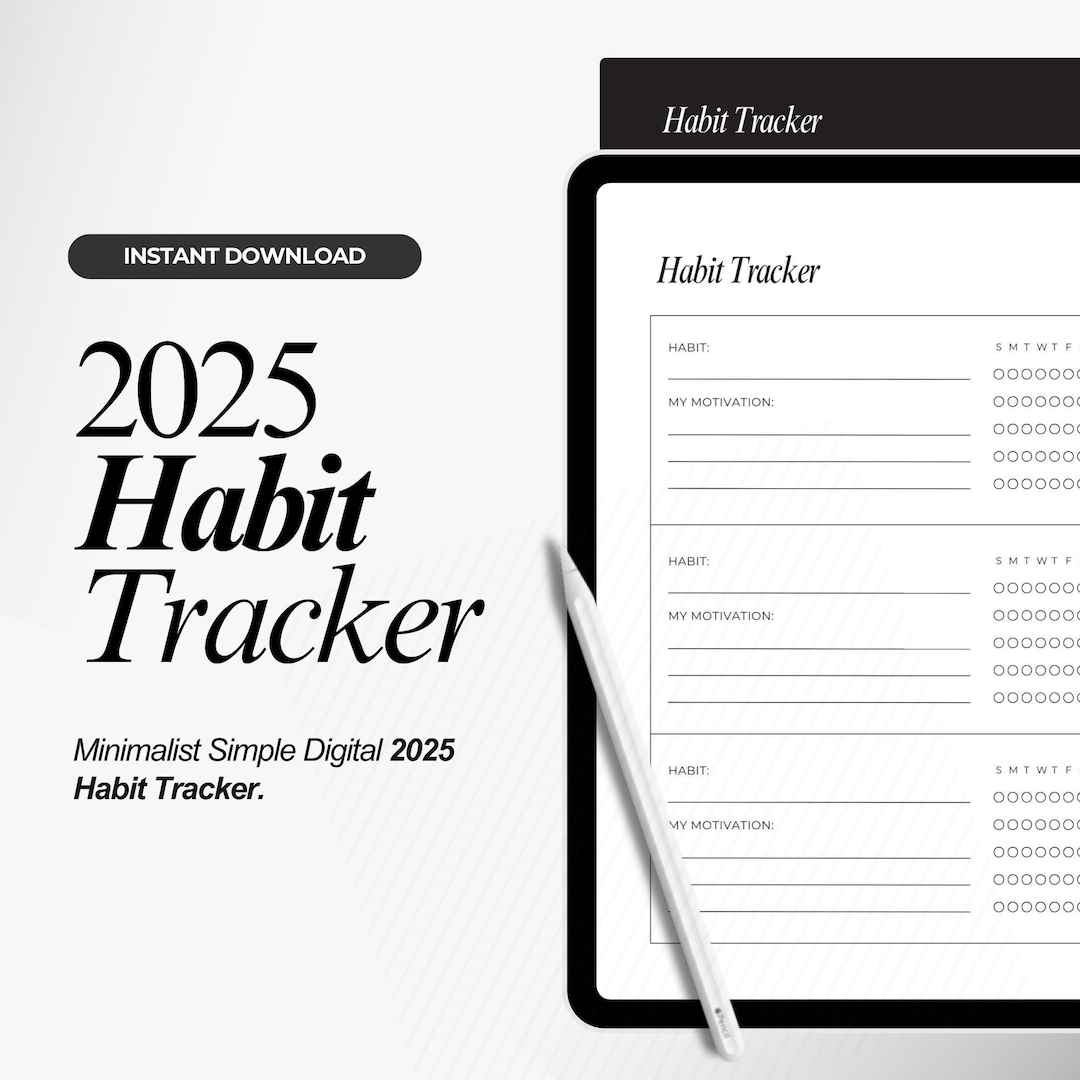 2025 Digital Habit Tracker Dark Mode & Weekly Progress Minimalist ...