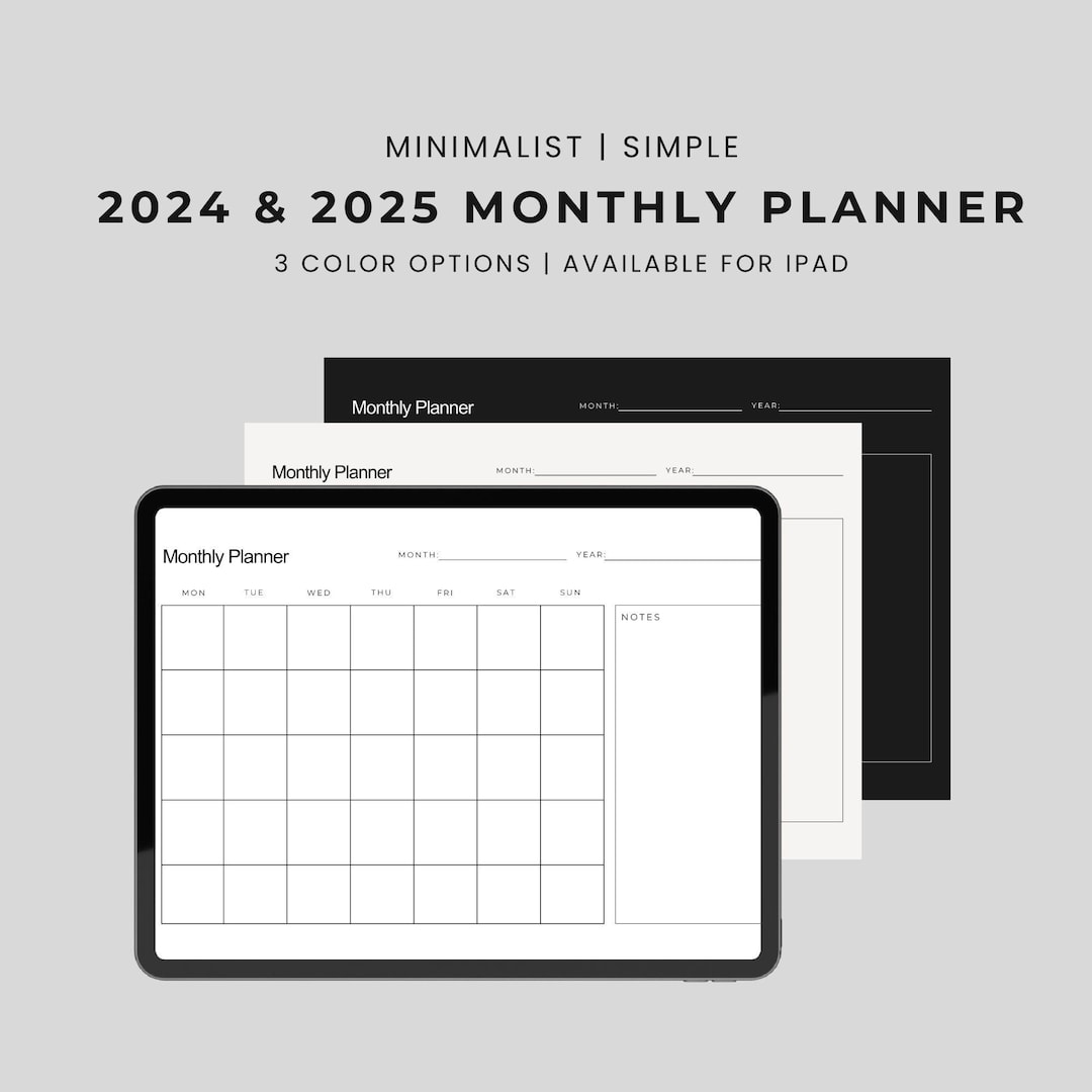 Digital Monthly Calendar 2024 2025 Goodnotes Monthly Planner Minimalist ...