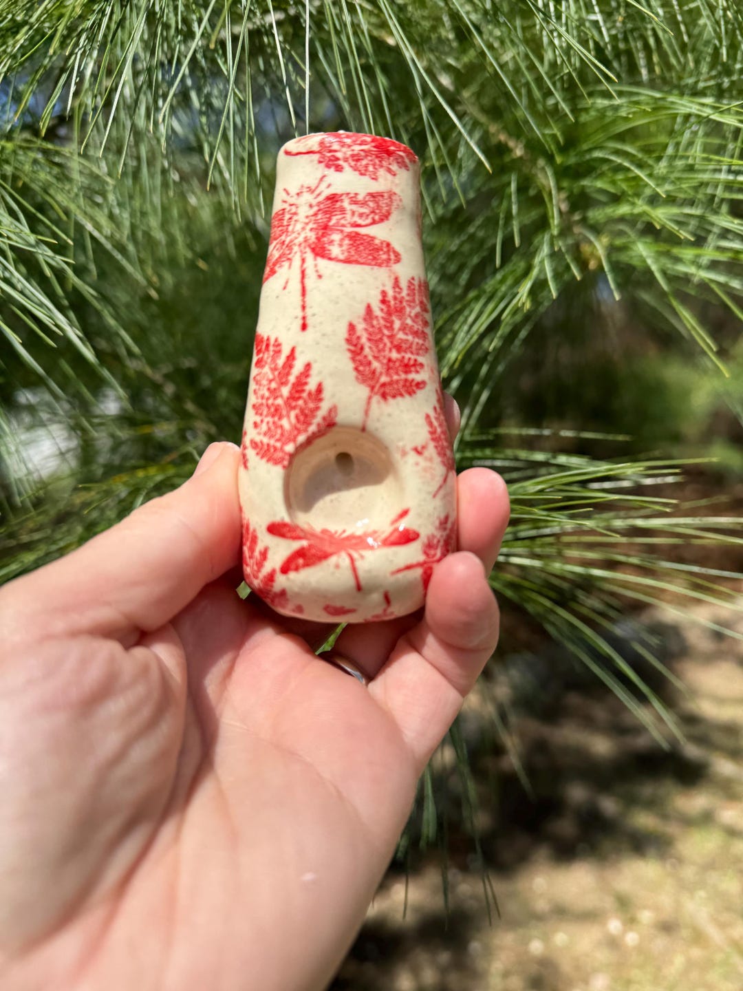 Handmade Ceramic Pipe/fern and Dragonfly Stoneware Pipe - Etsy