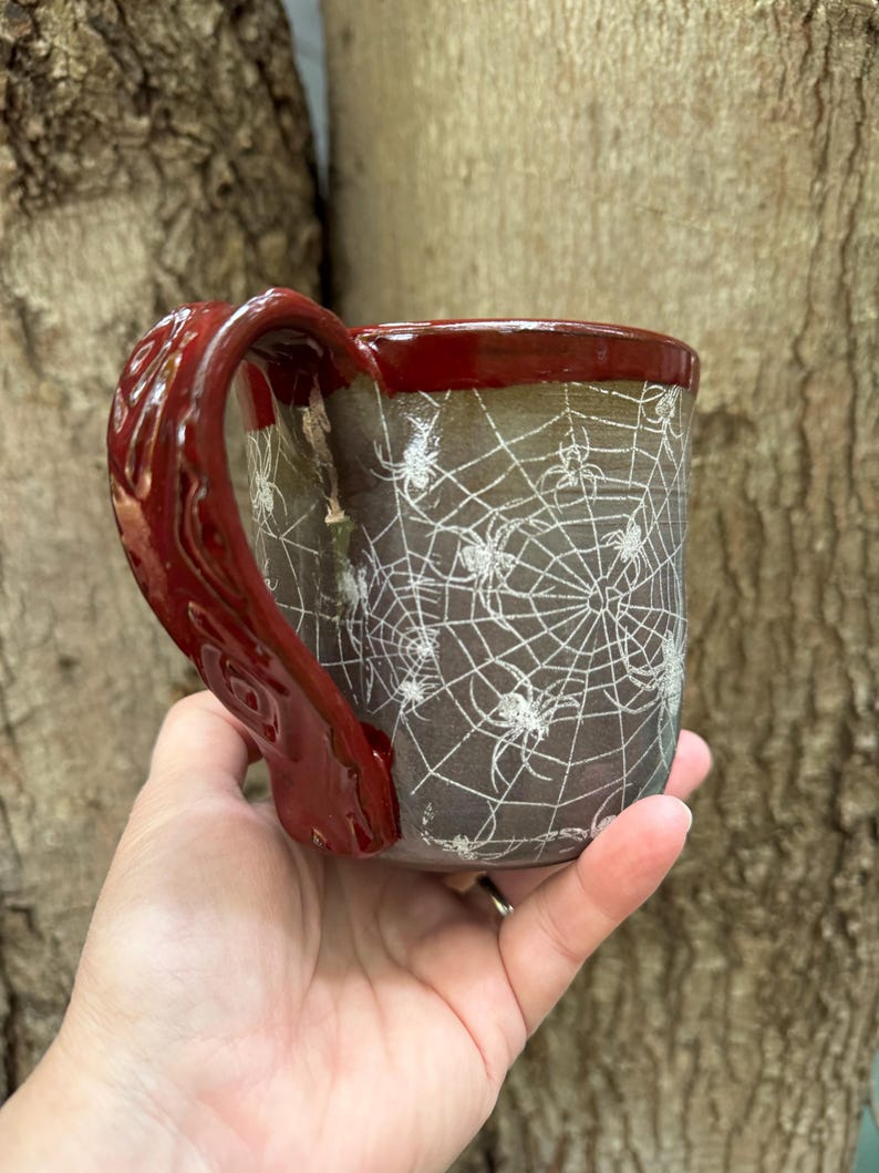 Black Widow Spider Mug/handmade Spider Mug - Etsy