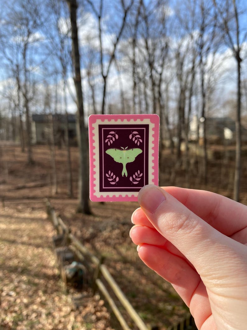 Luna Moth Stamp Vinyl Sticker - Etsy