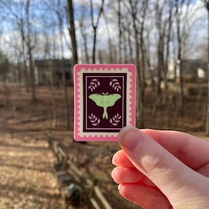 Luna Moth Stamp Vinyl Sticker - Etsy