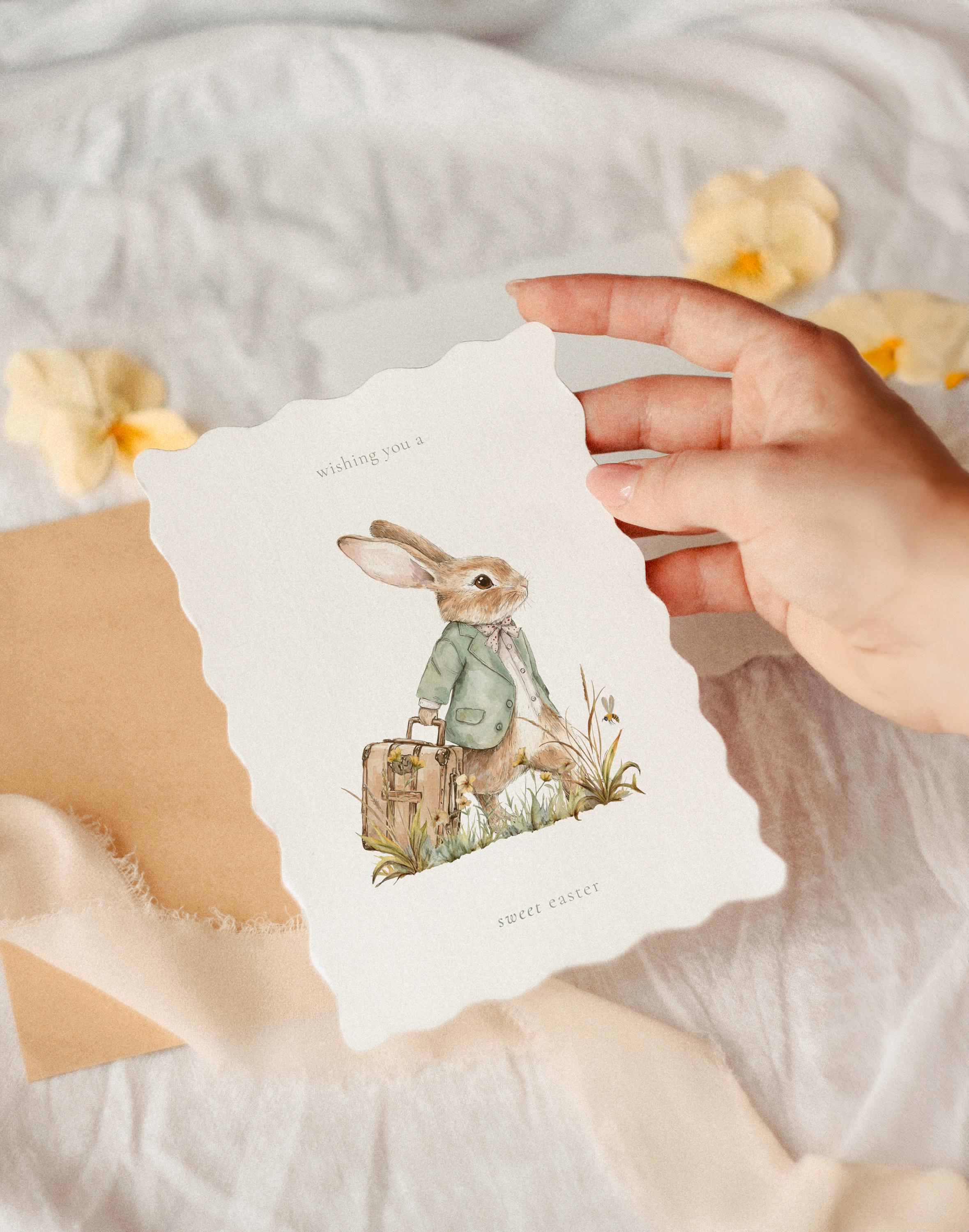 Printable Easter Card | Watercolour Rabbits | Digital Download | Easter ...