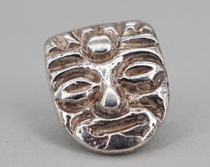 Sterling Silver Tiki Face Button - Etsy