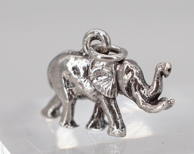 Large Sterling Silver Elephant Charm - Etsy