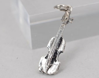 Sterling Silver Violin and Bow Charm Pendant 925 Silver Dangle Musical ...