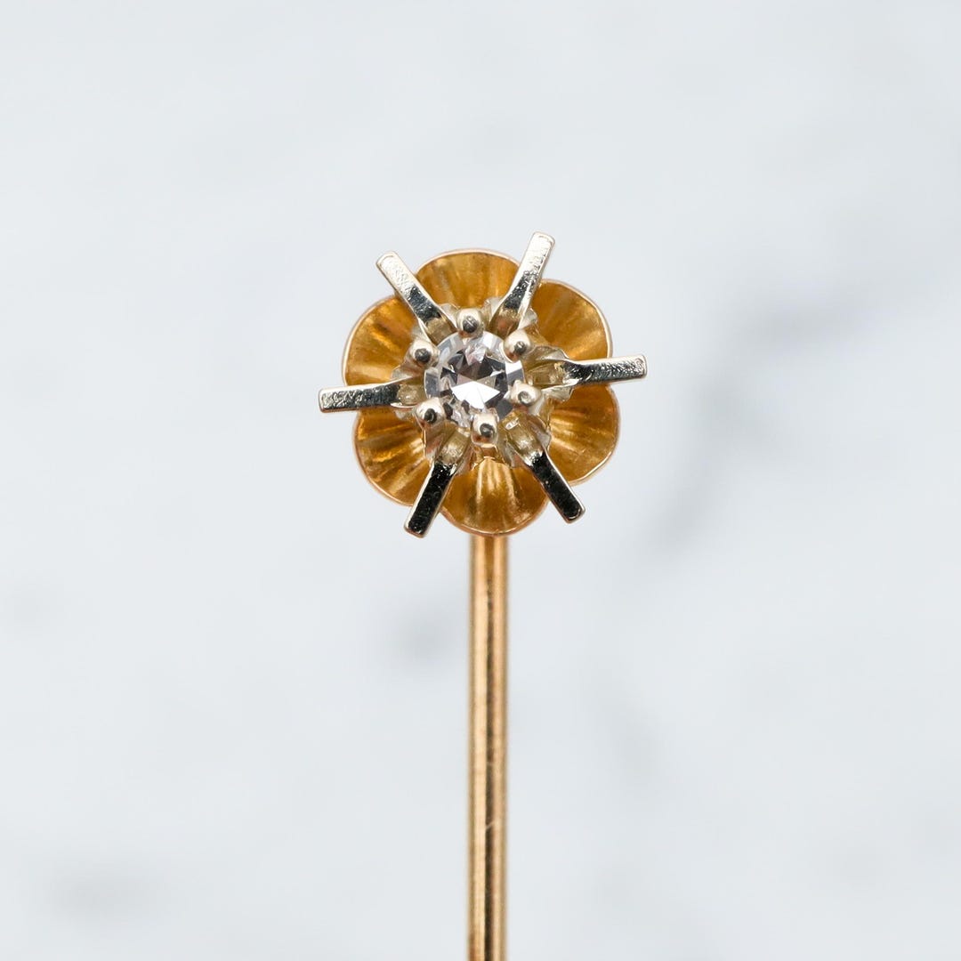 Antique Art Deco 14k Gold & Diamond Starburst Stick Pin - Etsy