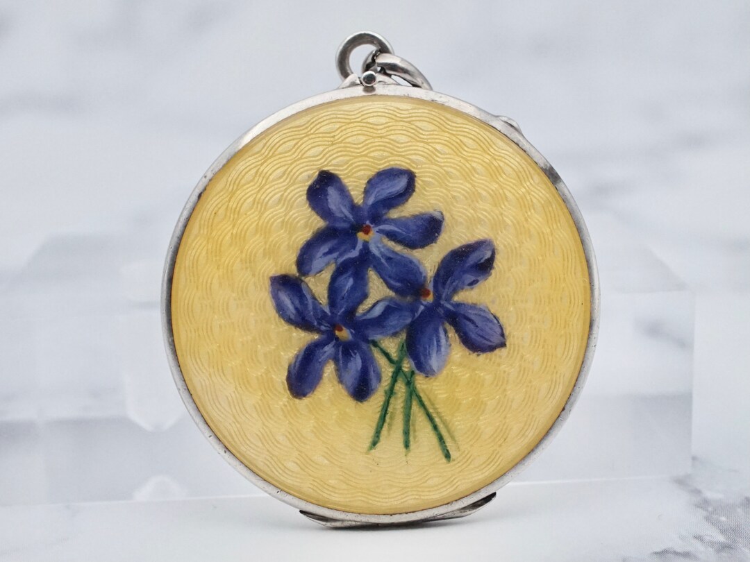 Antique .900 Silver Hand-painted Guilloche Enamel Locket - Etsy