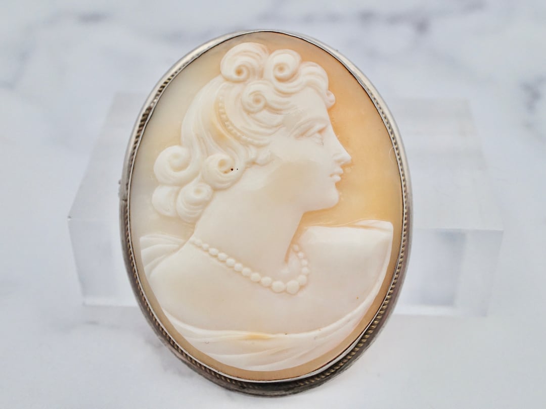 Vintage .800 Silver Shell Cameo Brooch and Pendant - Etsy