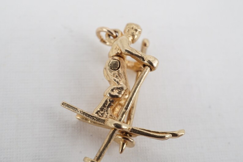Vintage 14k Gold Mechanical Moving Skier Charm Ww | Etsy