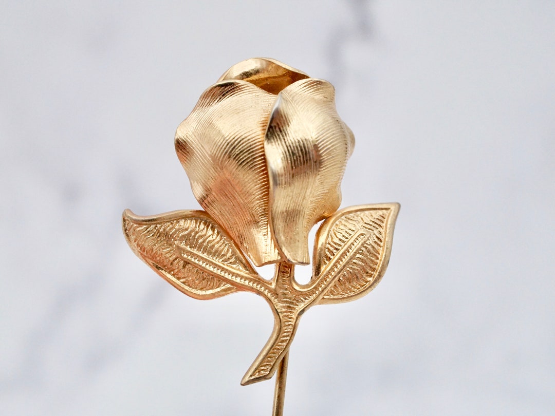 Vintage Henkel & Grosse Gold Plated Rose Stick Pin - Etsy