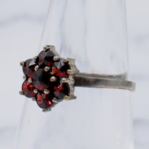 Vintage Bohemian Rose Cut Garnet and Sterling Topped Ring, Sz 4.75 - Etsy