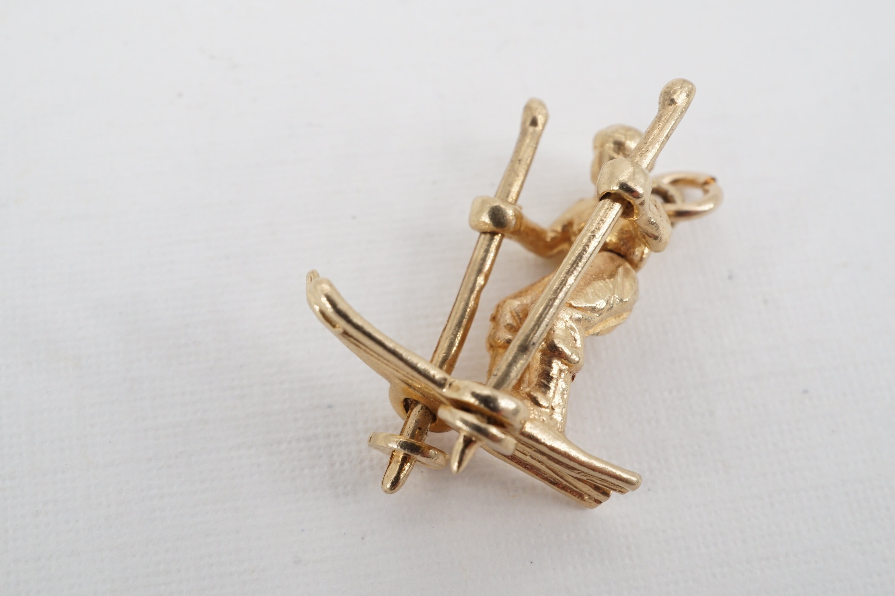 Vintage 14k Gold Mechanical Moving Skier Charm Ww | Etsy