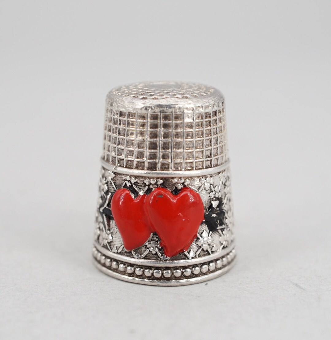Sterling Silver Enamel Decorative Heart Thimble - Etsy