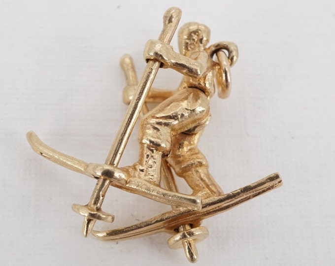 Vintage 14k Gold Mechanical Moving Skier Charm Ww - Etsy