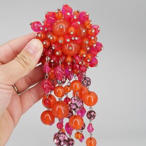 Rare Massive Vintage Hot Pink and Orange Lucite Bead Rhinestone ...