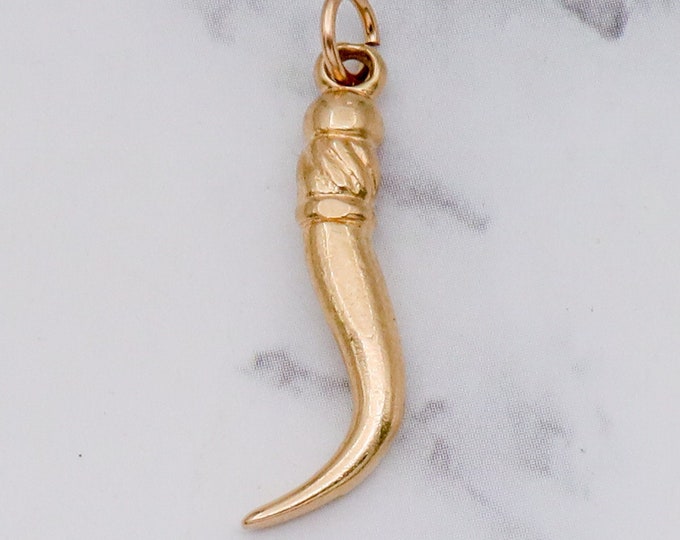 Vintage Solid 14k Gold Cornicello Horn Italian God Luck Charm Pendant ...