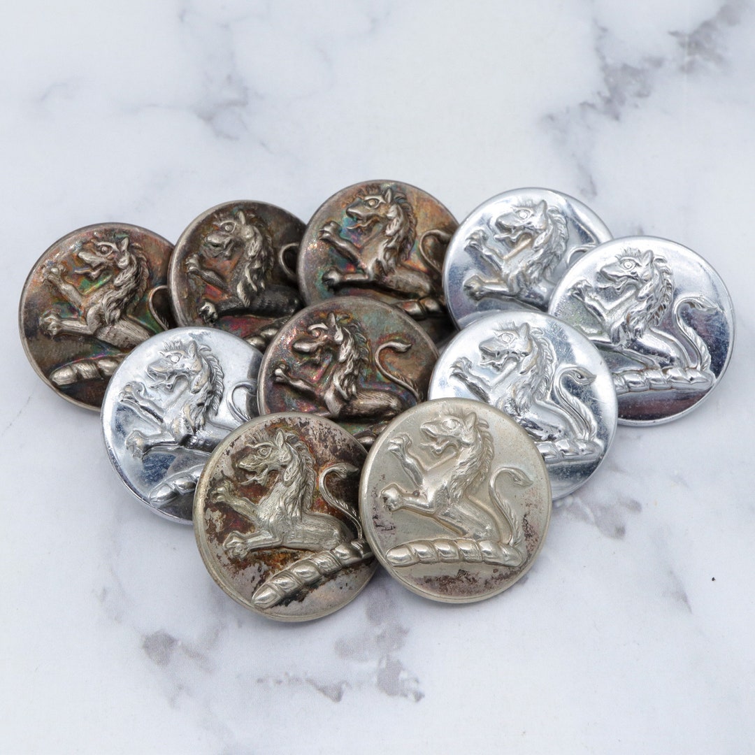 Large Group of 28 Antique Silver Plated Brass Livery Buttons With ...