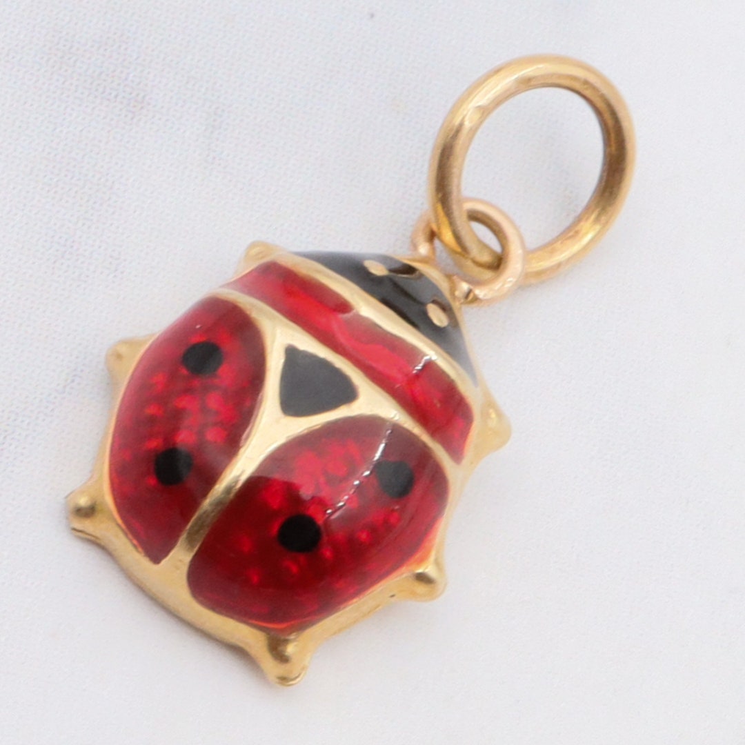 Vintage 14k Gold & Enamel Ladybug Tiny Charm Ww - Etsy
