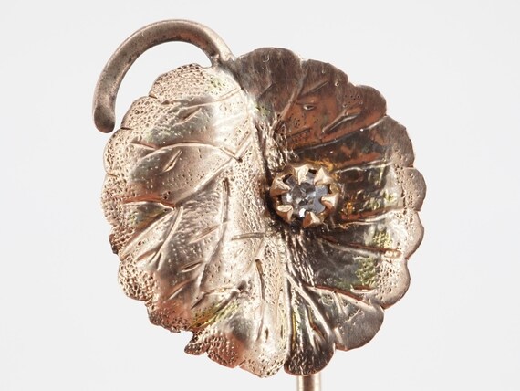 antique victorian 10k gold diamond flower leaf stick … - Gem