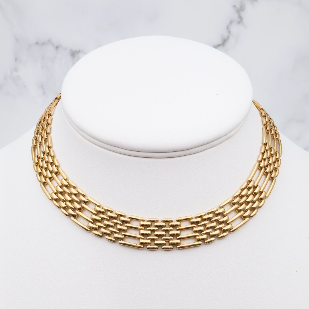 Vintage Mid Century Modern Napier Gold Plated Basket Weave Link Choker ...
