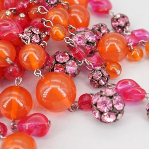 Rare Massive Vintage Hot Pink and Orange Lucite Bead Rhinestone ...
