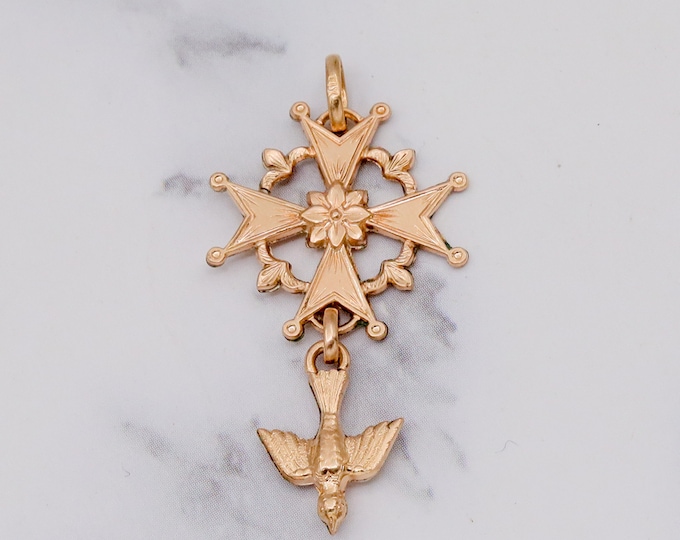 Vintage 10k Gold French Huguenot Cross Pendant Ww - Etsy