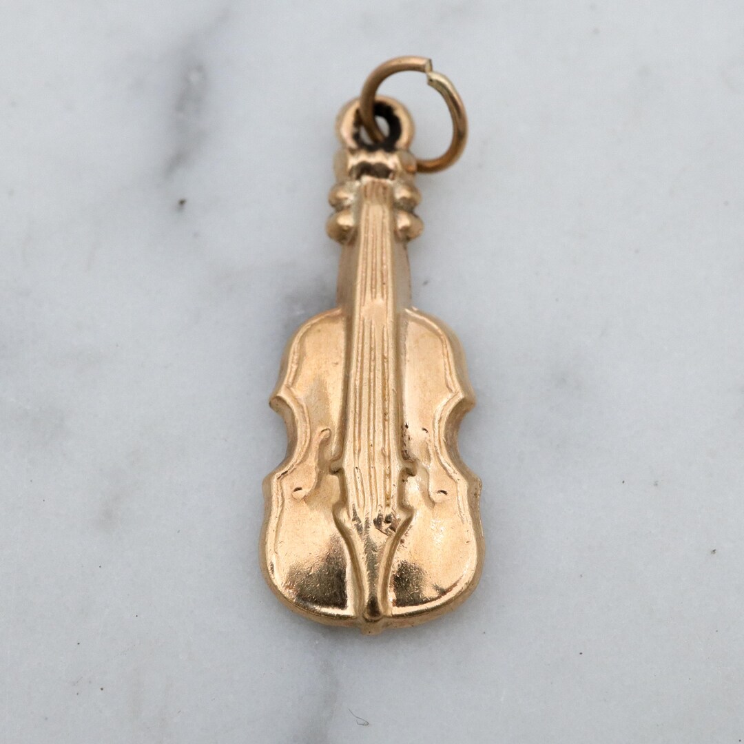 Vintage English 9k Gold Hollow Violin Charm Pendant - Etsy