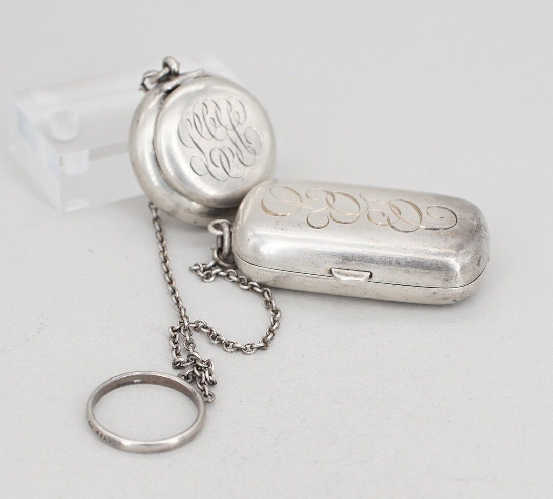 Antique Victorian Finger Ring Chatelaine With Coin Dispenser and Pill ...