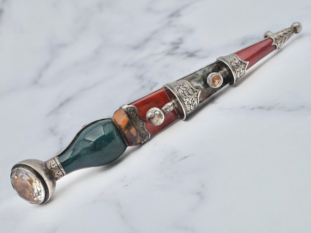 Late 1800s James Aitchison English Sterling, Jasper, and Quartz Large ...