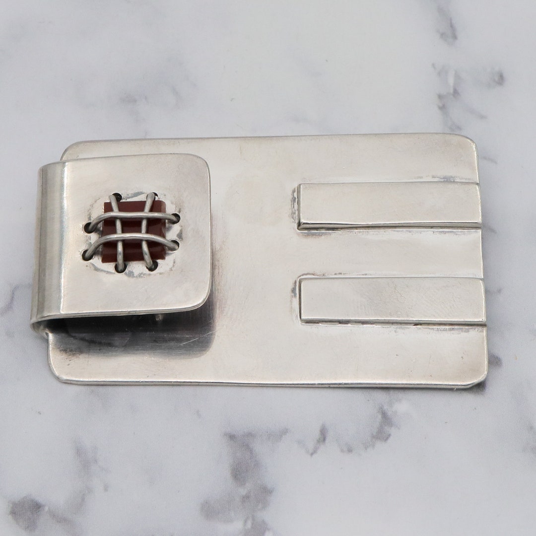 Vintage Modernist Sam Kramer Sterling & Carnelian Brooch - Etsy