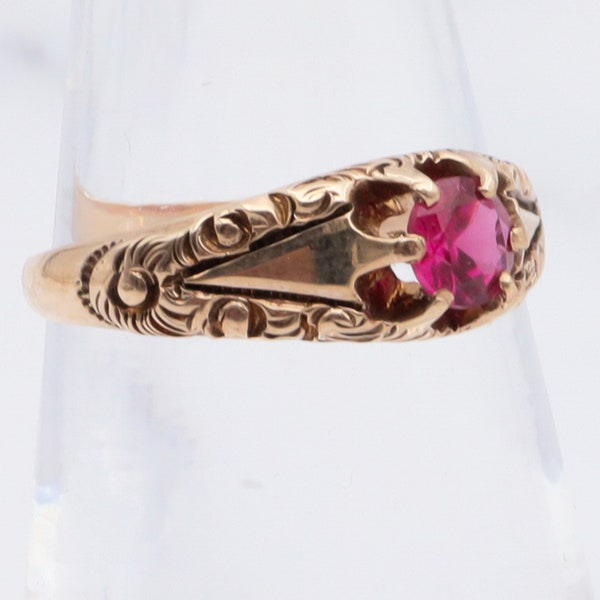 Synthetic Ruby Ring - Etsy