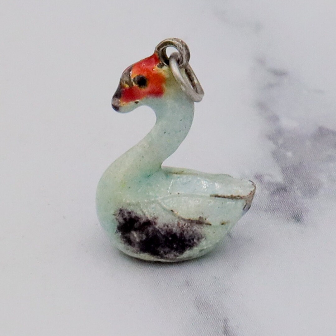 Rare Antique Sterling & Enamel Double Sided Goose Charm - Etsy