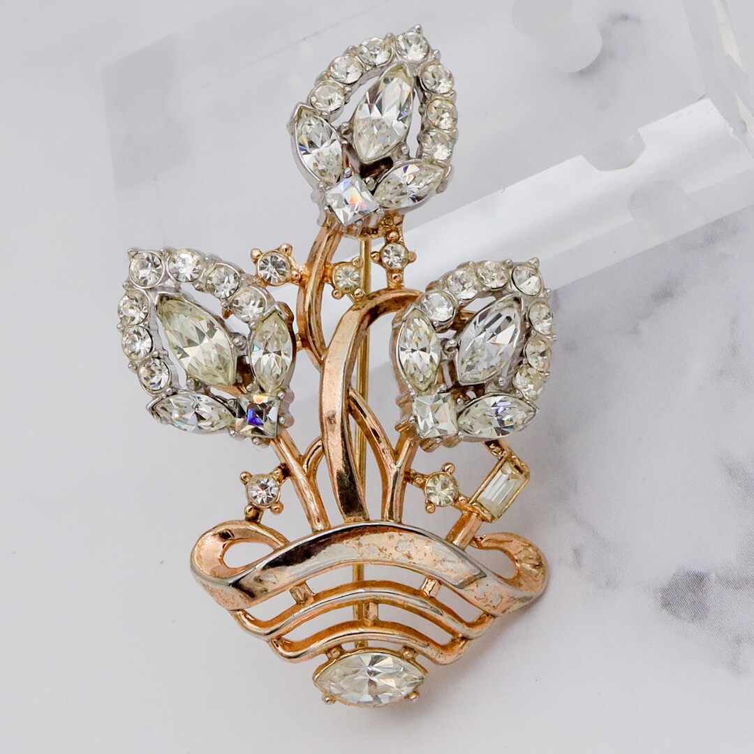 Antique Art Deco Alfred Phillipe Trifari Gold-plated & Rhinestone ...